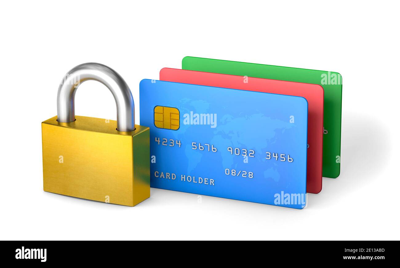 Lock and credit cards. Protection of personal data and electronic money ...