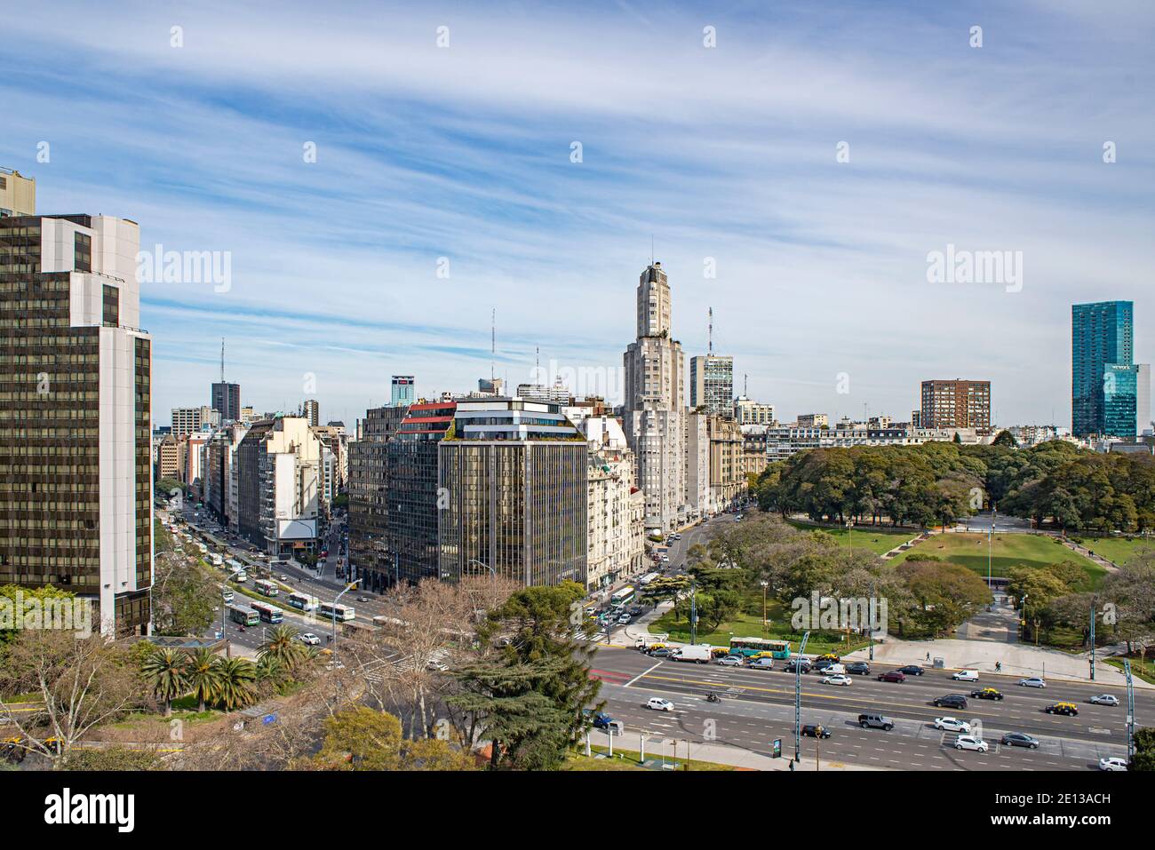Aerial view of the Retiro district in Buenos Aires, Argentina, with ...