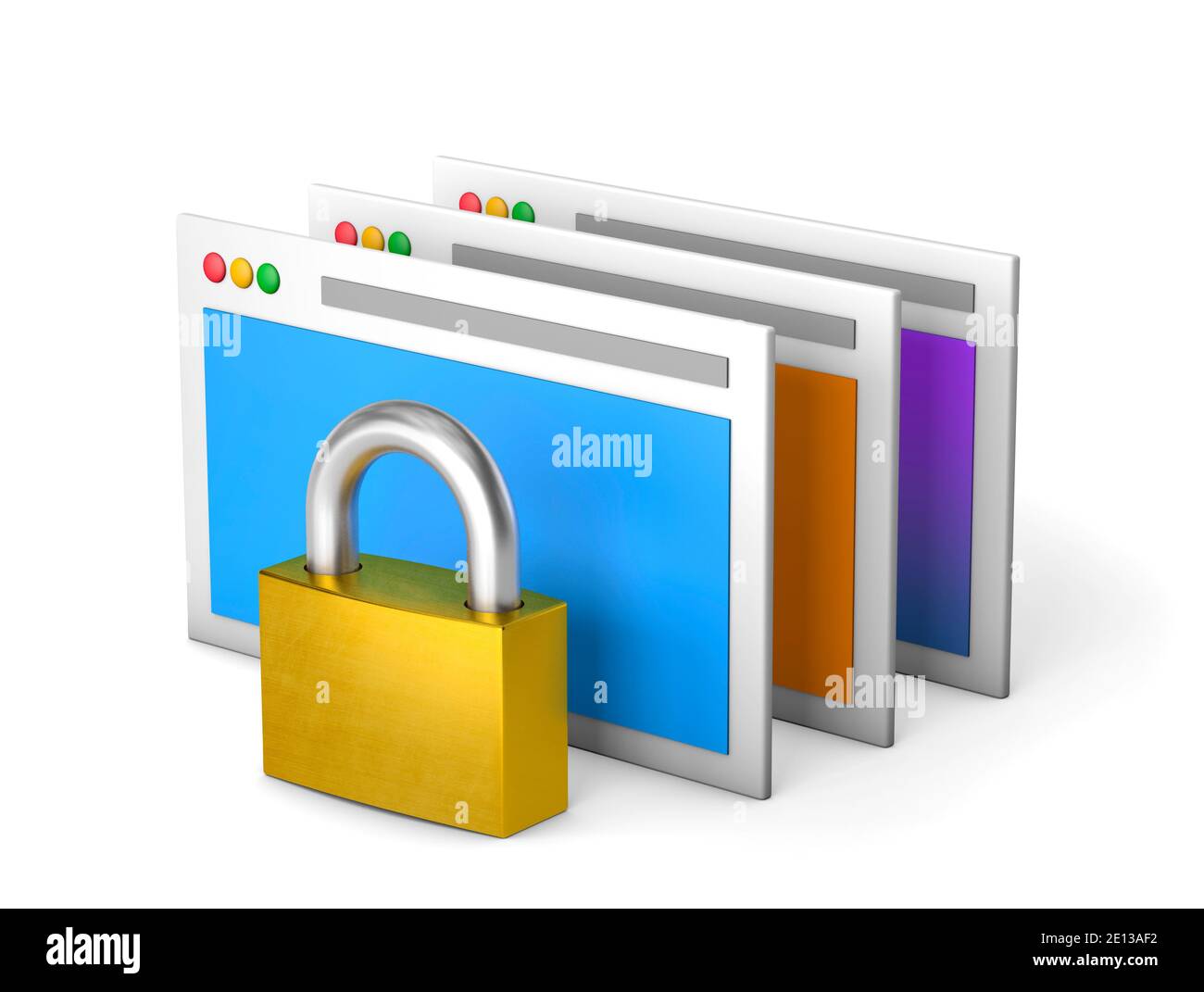 Private and protected personal information. Closed lock and computer ...