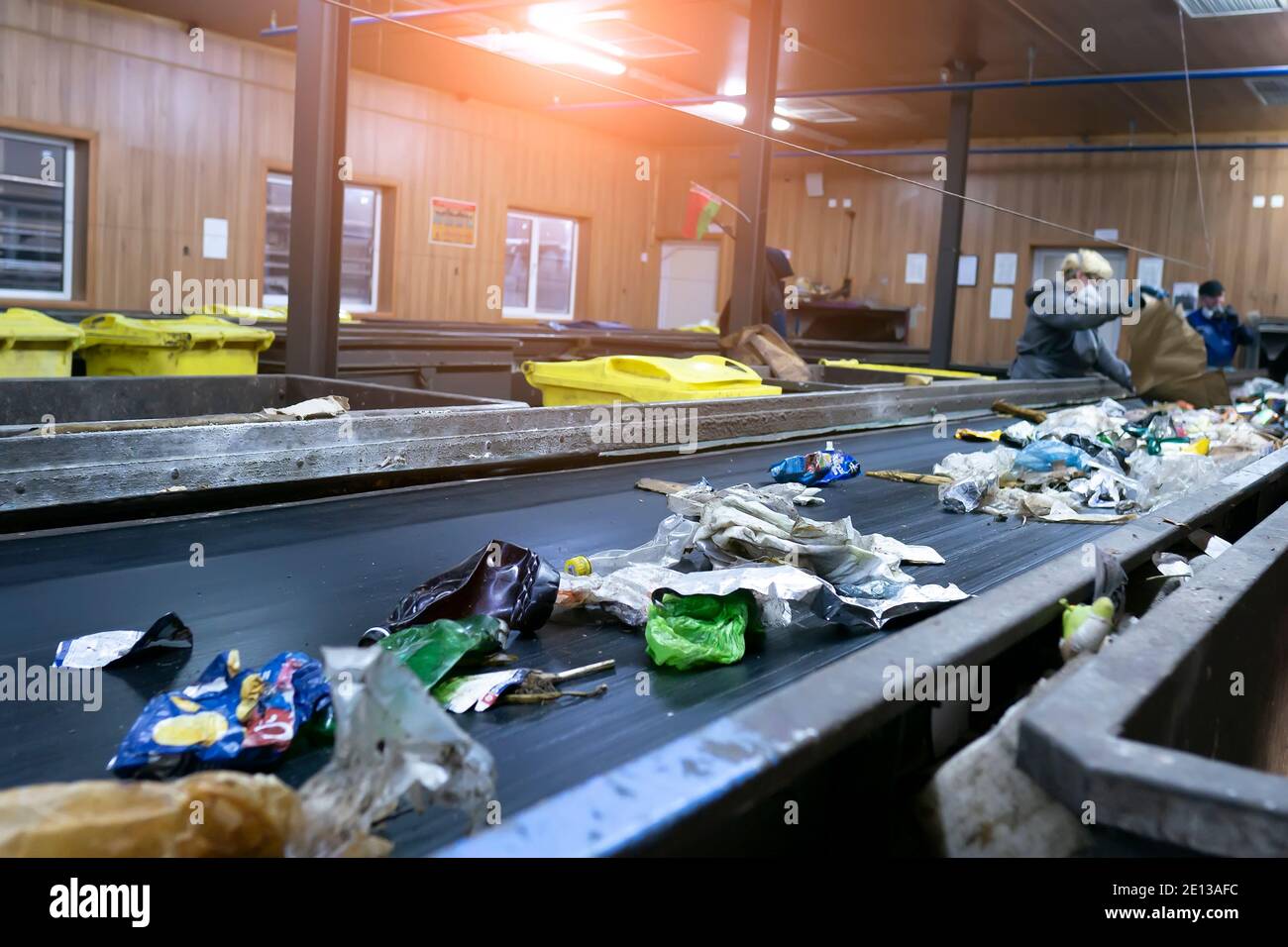 waste sorting and recycling line. Recycling of secondary waste Stock ...