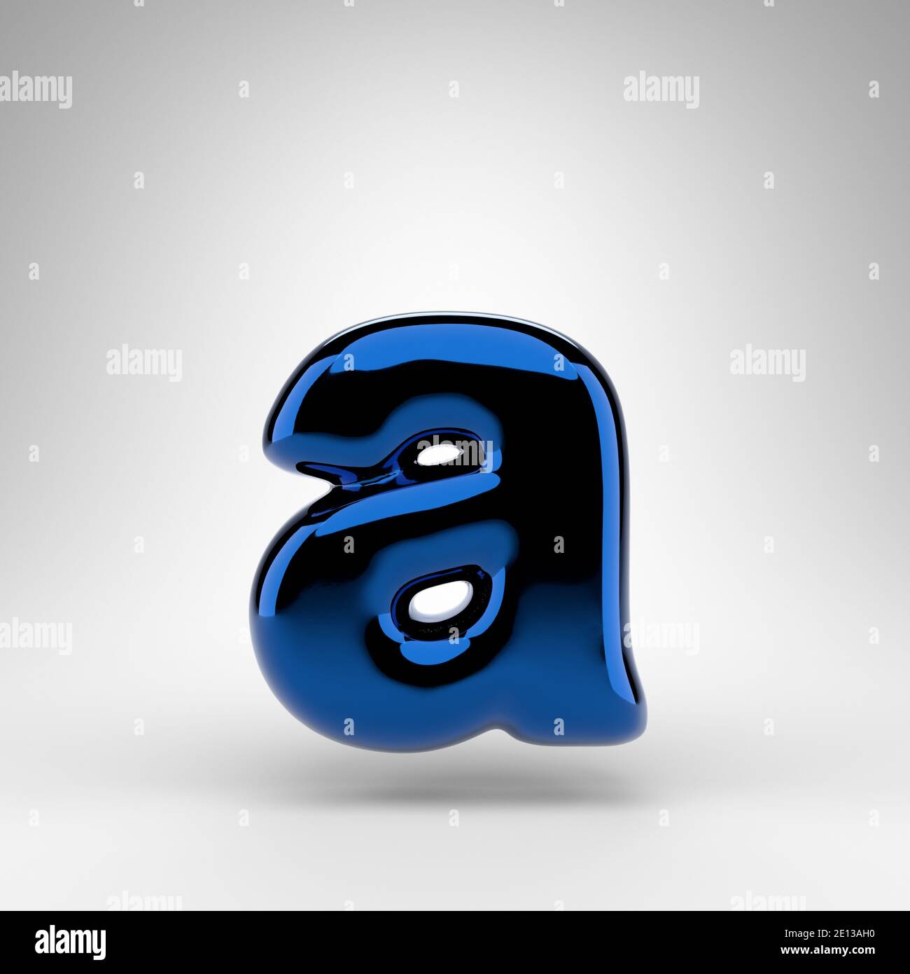 Letter A lowercase on white background. Blue chrome 3D rendered font ...