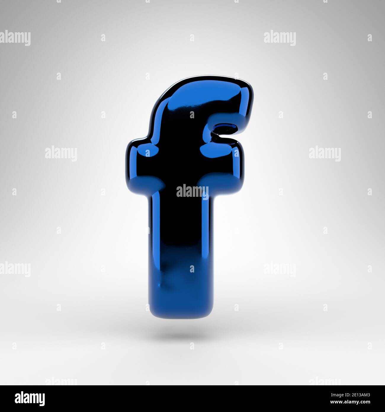 Letter F lowercase on white background. Blue chrome 3D rendered font ...