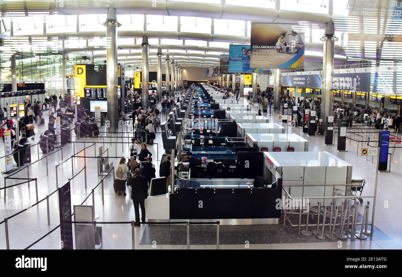 London, UK. 08th Sep, 2019. View into the departure hall of Heathrow ...