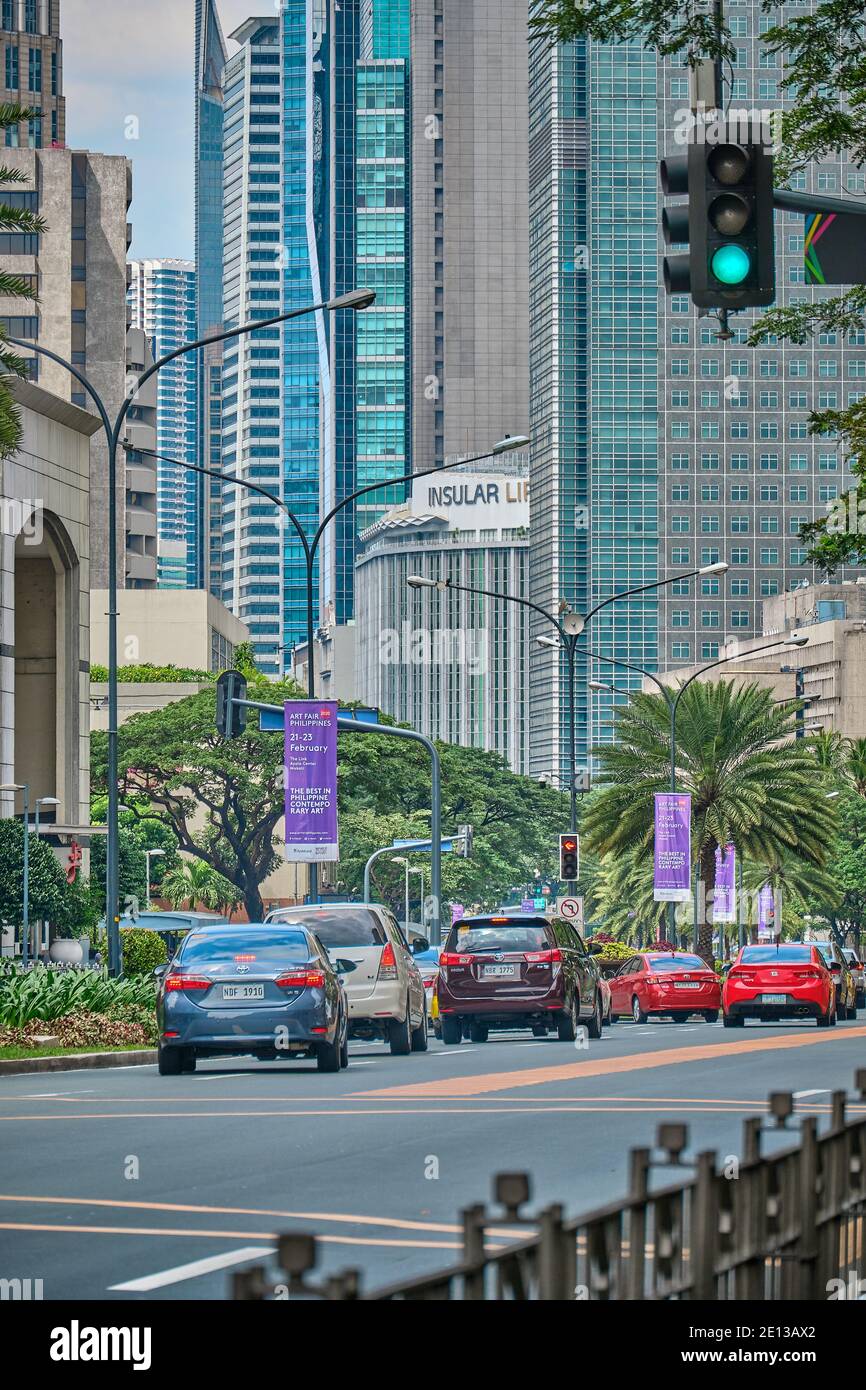 Manila, Philippines - Feb 02, 2020: streets of Makati city during ...