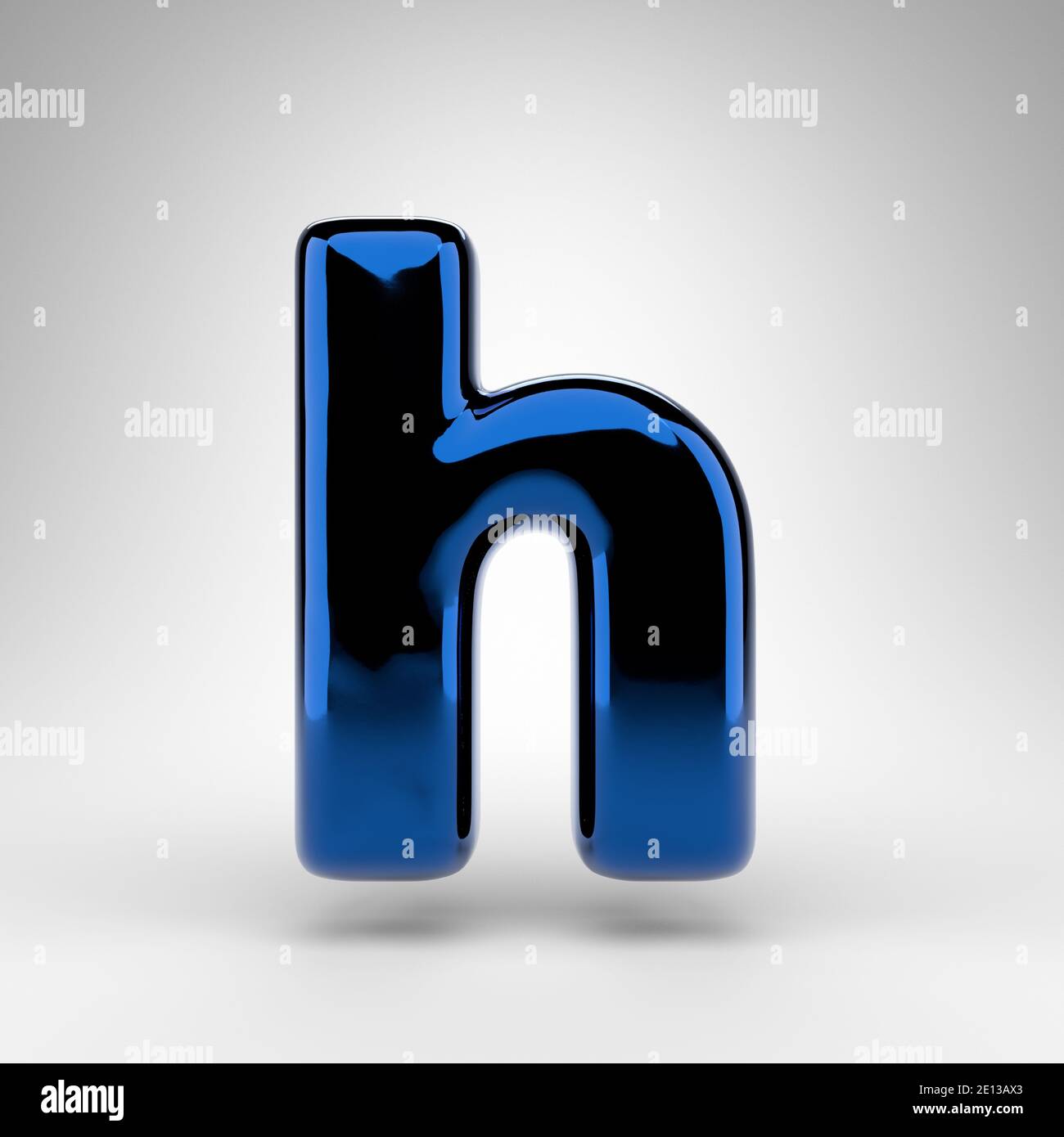 Letter H lowercase on white background. Blue chrome 3D rendered font ...