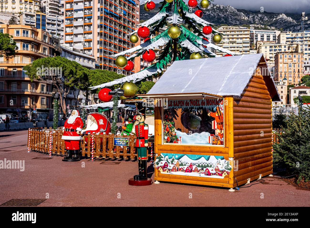 Monte Carlo, Monaco - 14 December, 2020 People ice skating in the ...