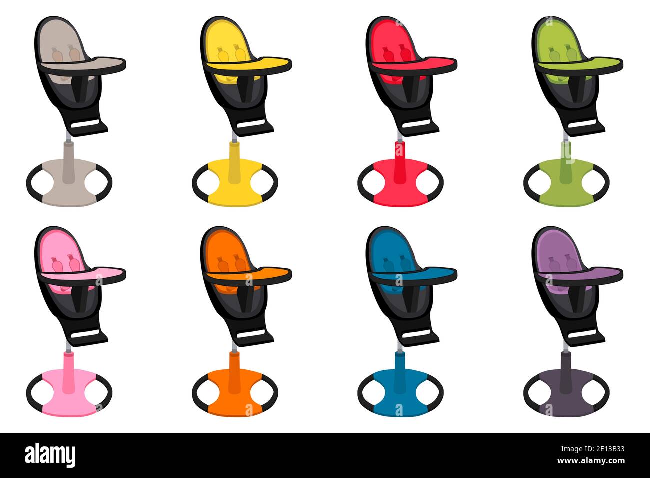 Illustration on theme colorful modern child high chair for baby feeding ...