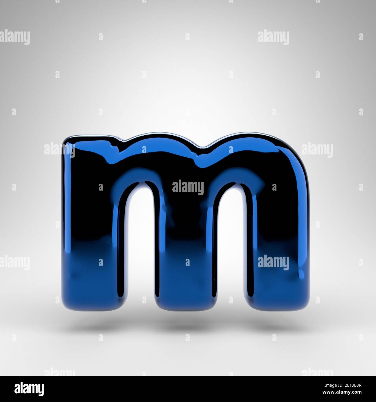 Letter M lowercase on white background. Blue chrome 3D rendered font ...