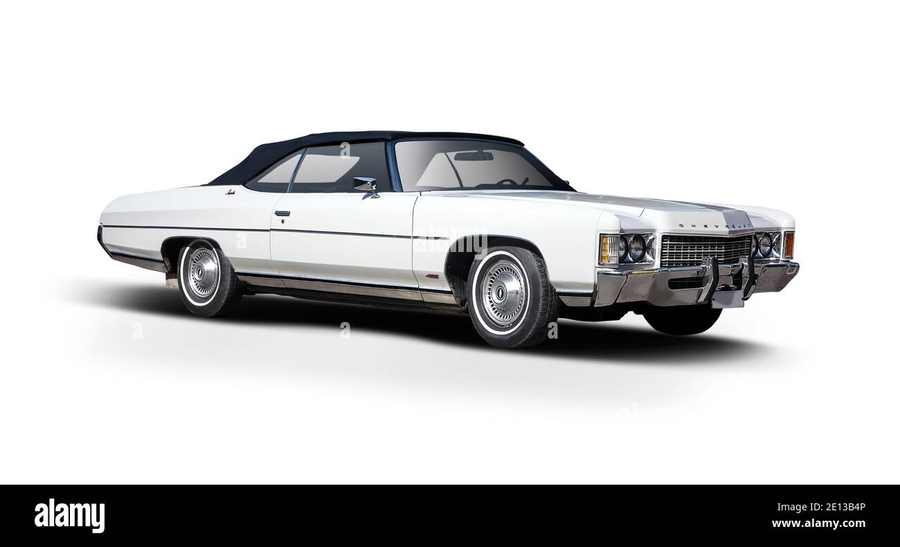 Classic American convertible car isolated on white background Stock ...