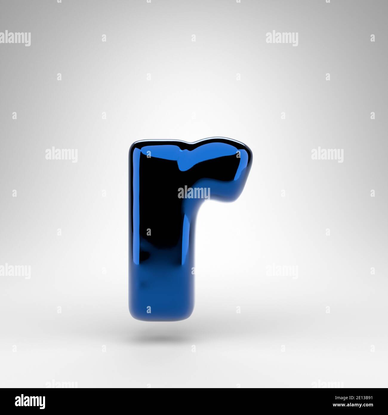 Letter R lowercase on white background. Blue chrome 3D rendered font ...