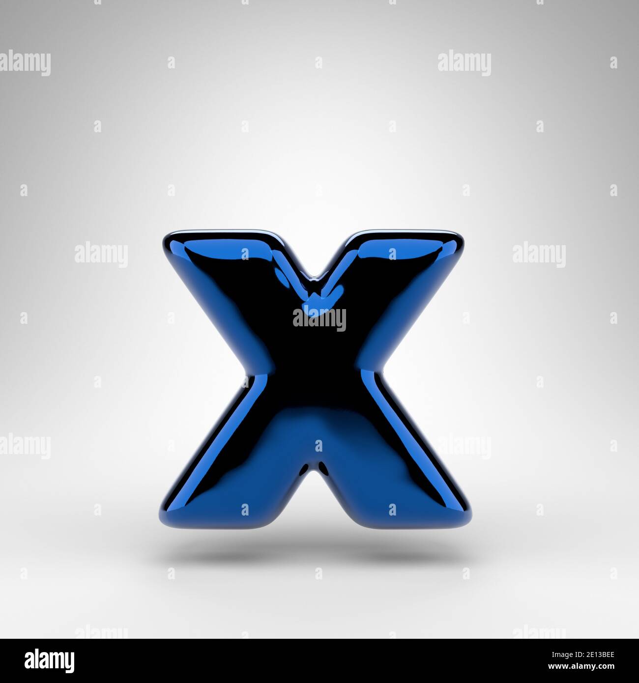Letter X lowercase on white background. Blue chrome 3D rendered font ...