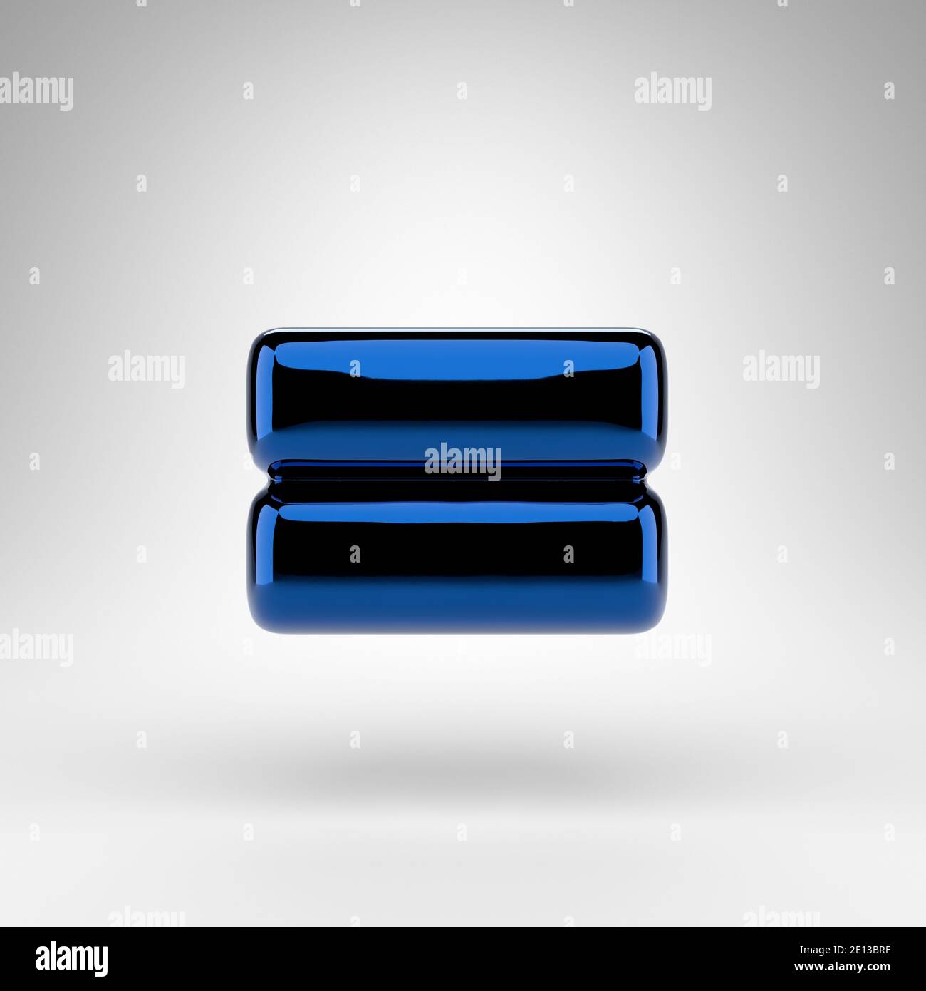 Equals symbol on white background. Blue chrome 3D rendered sign with ...