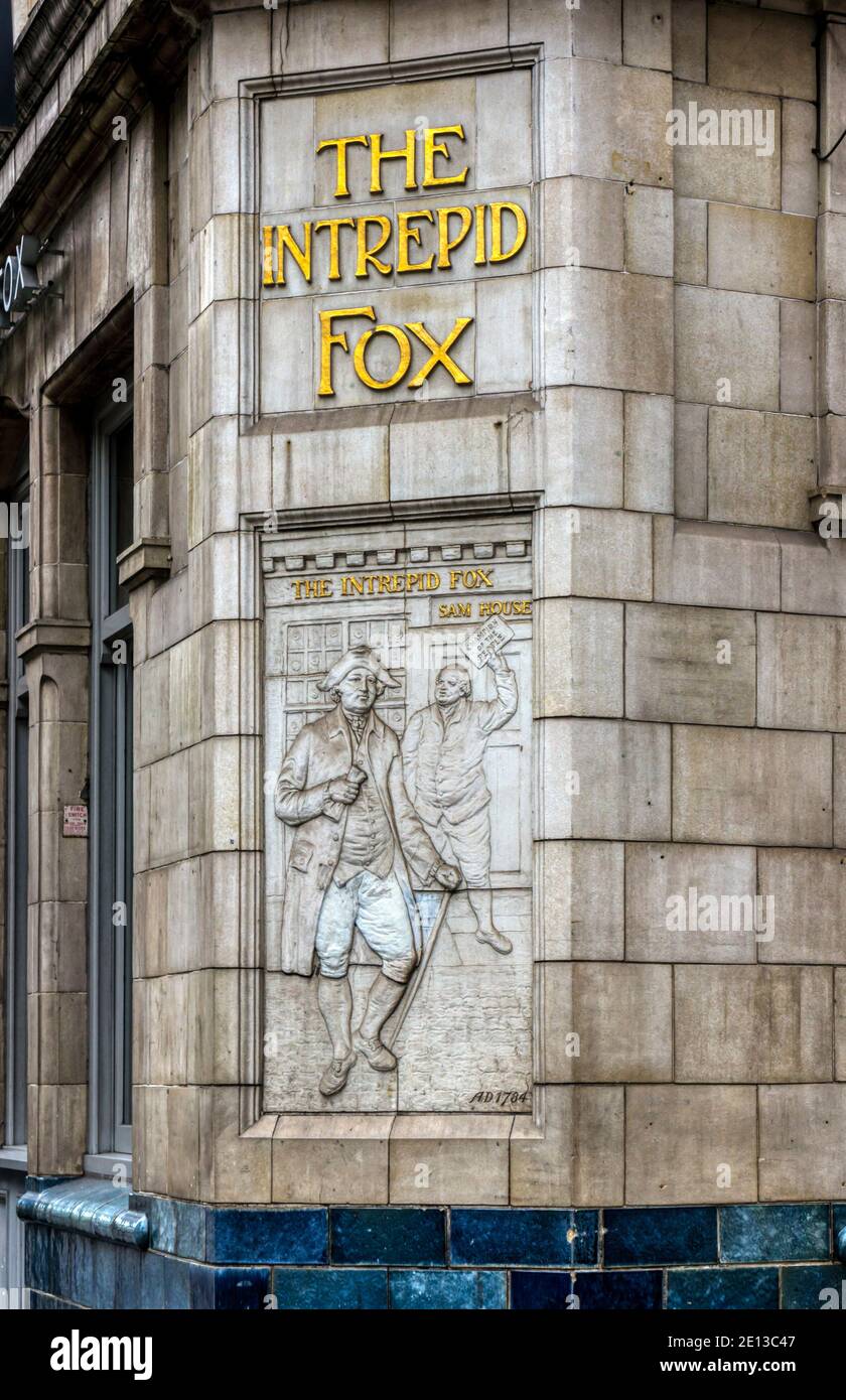 Faience relief of Charles James Fox on the former Intrepid Fox public ...