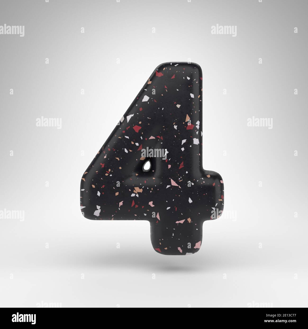 Number 4 on white background. 3D rendered number with black terrazzo ...
