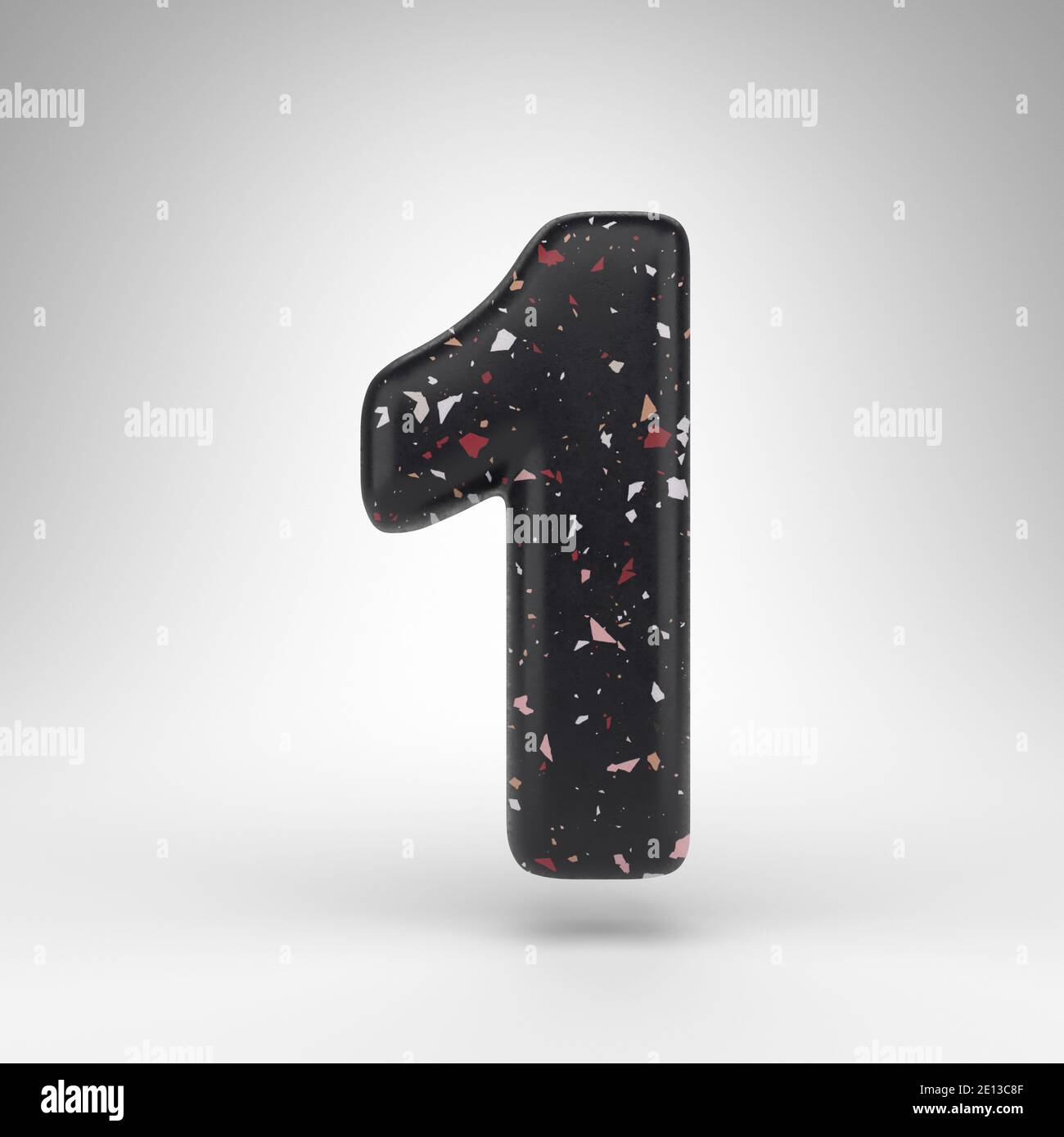 Number 1 on white background. 3D rendered number with black terrazzo ...