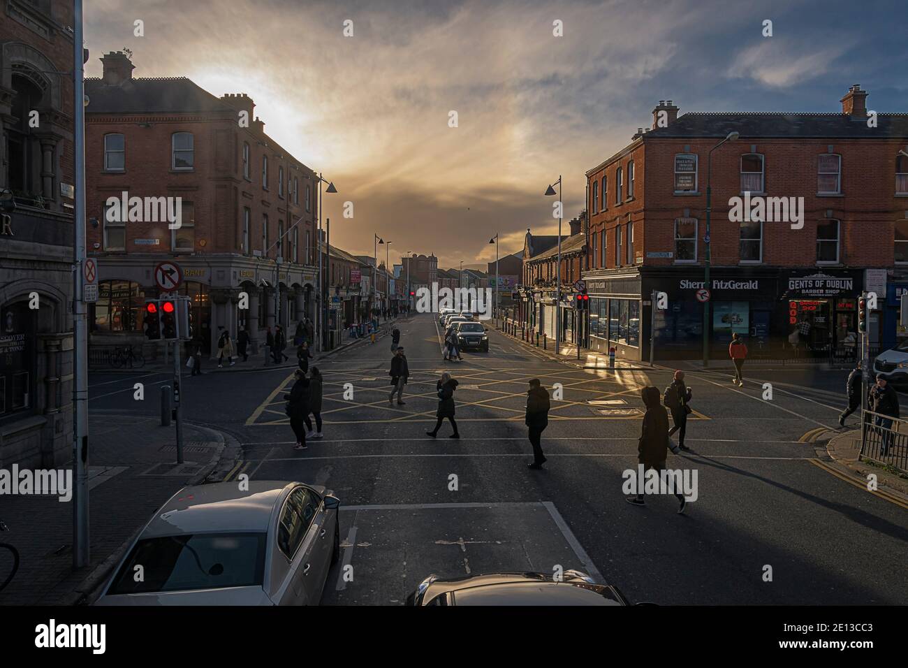 People crossing the road at North Circular and Phibsborough Roads ...