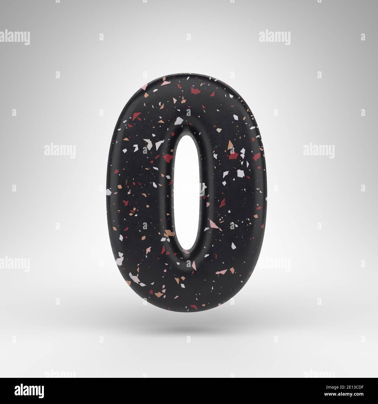 Number 0 on white background. 3D rendered number with black terrazzo ...