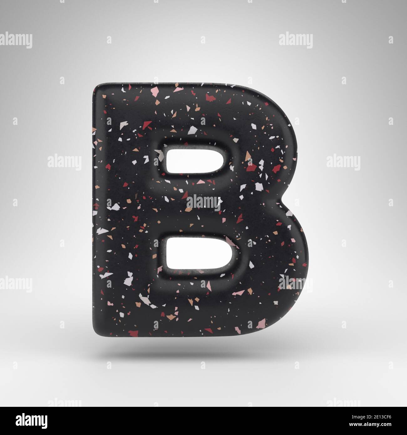 Letter B uppercase on white background. 3D rendered font with black ...