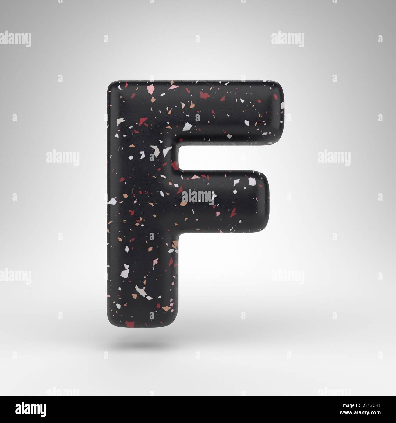 Letter F uppercase on white background. 3D rendered font with black ...