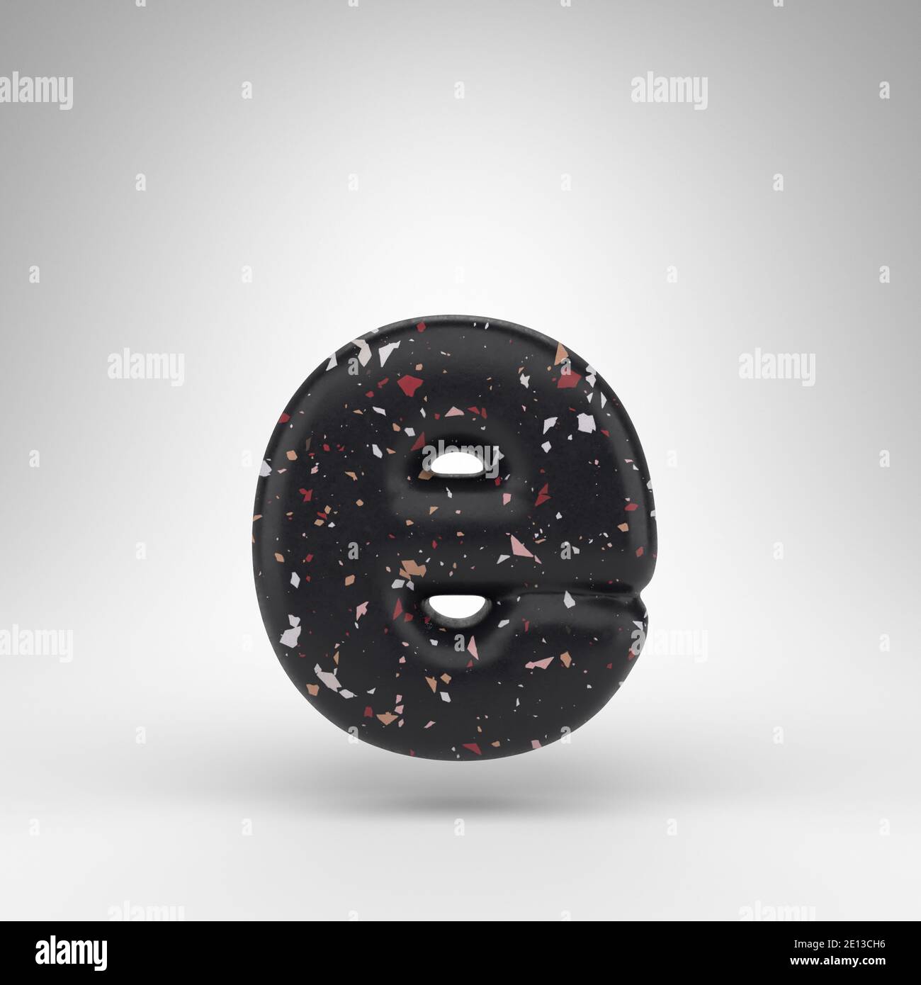 Letter E lowercase on white background. 3D rendered font with black ...