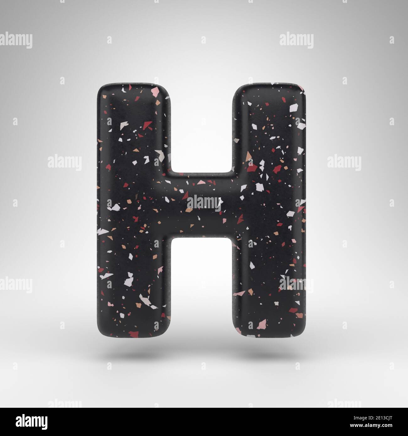 Letter H uppercase on white background. 3D rendered font with black ...