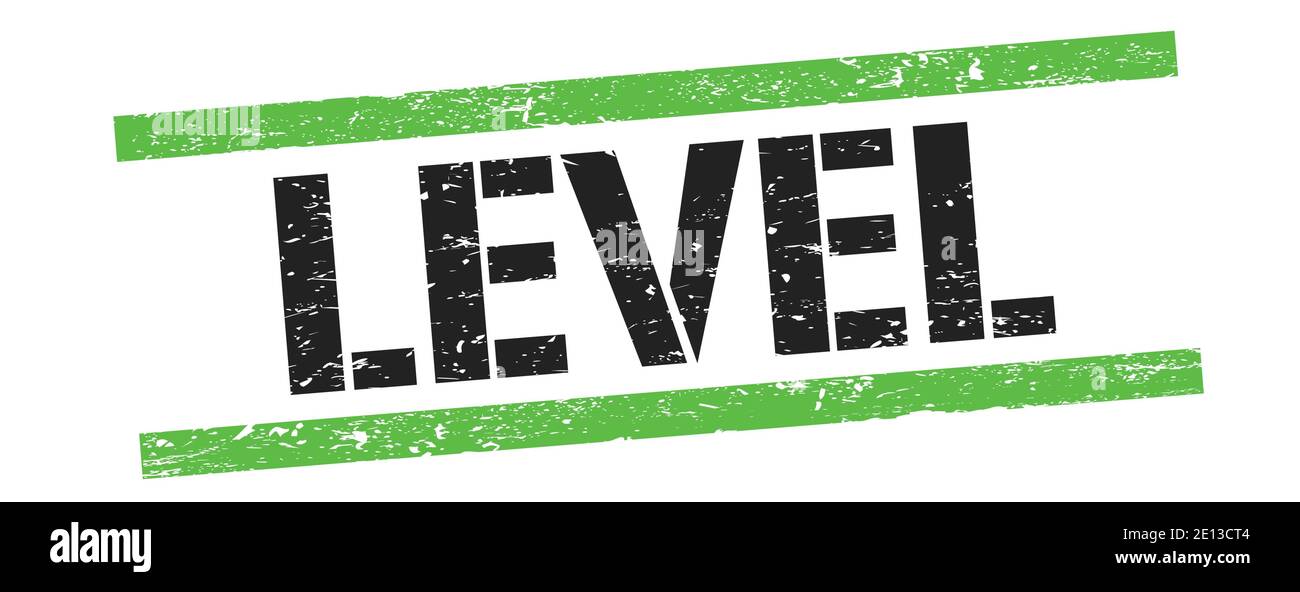 LEVEL text on black green grungy lines stamp sign Stock Photo - Alamy