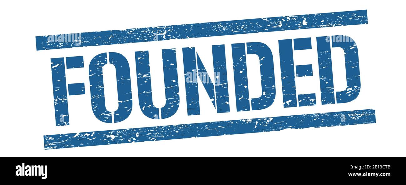 FOUNDED text on blue grungy lines stamp sign Stock Photo - Alamy