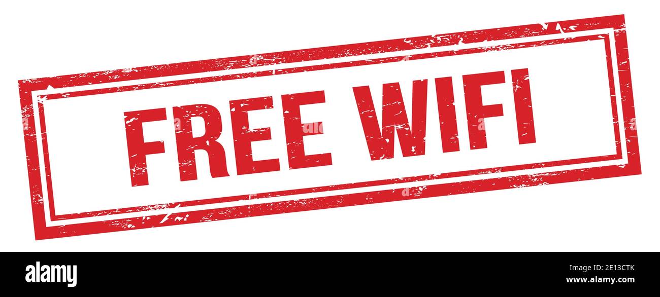 FREE WIFI text on red grungy vintage rectangle stamp Stock Photo - Alamy