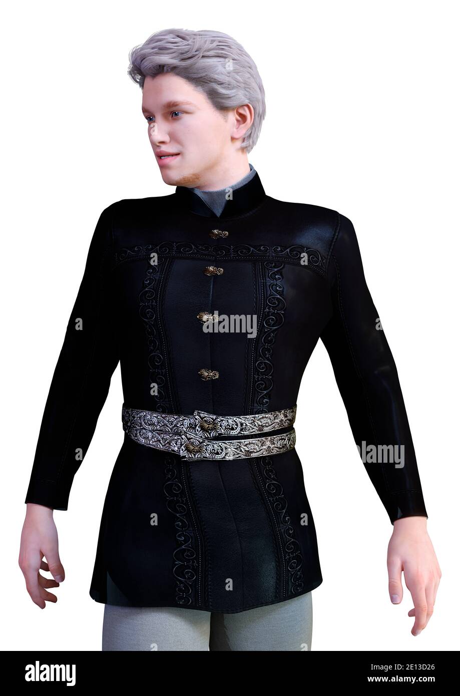 3D rendering of a fairy tale medieval prince isolated on white ...