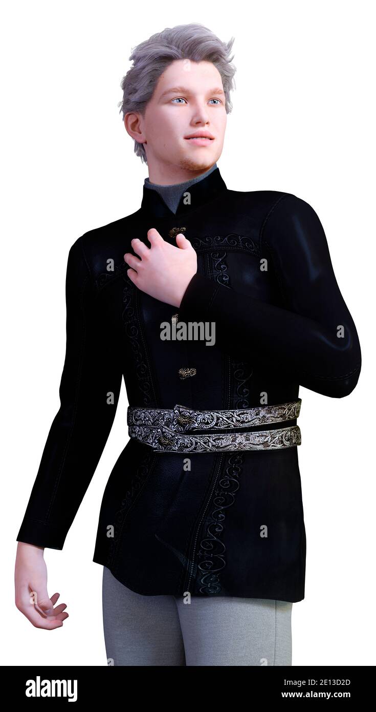 3D rendering of a fairy tale medieval prince isolated on white ...