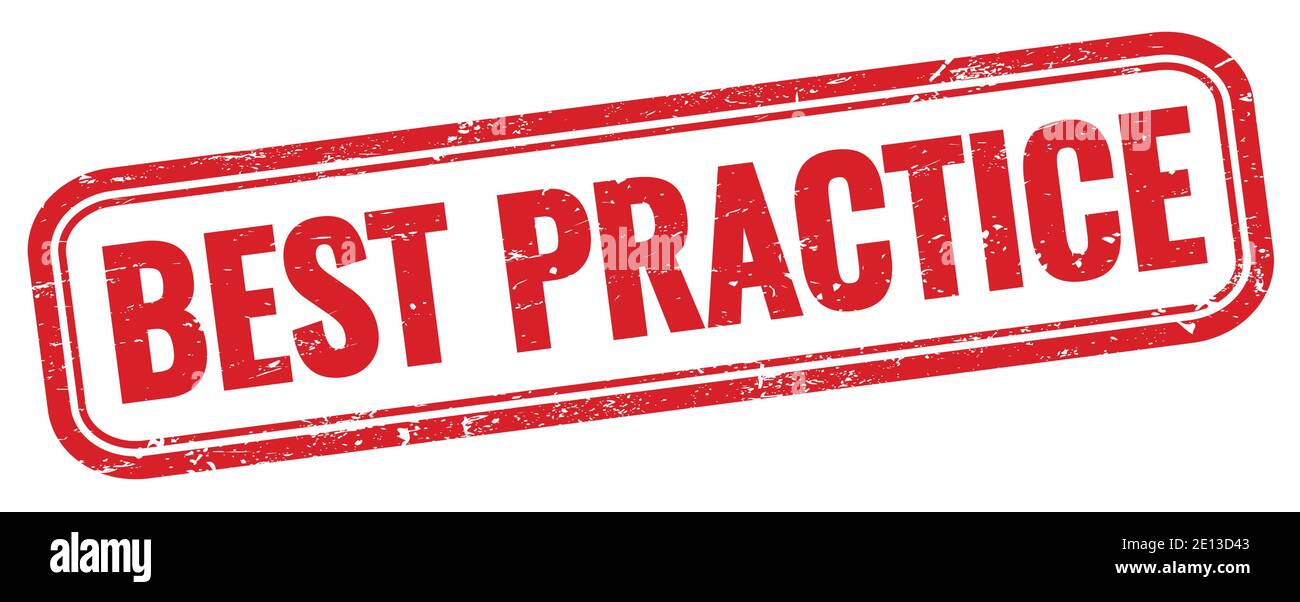 BEST PRACTICE text on red grungy rectangle stamp Stock Photo - Alamy