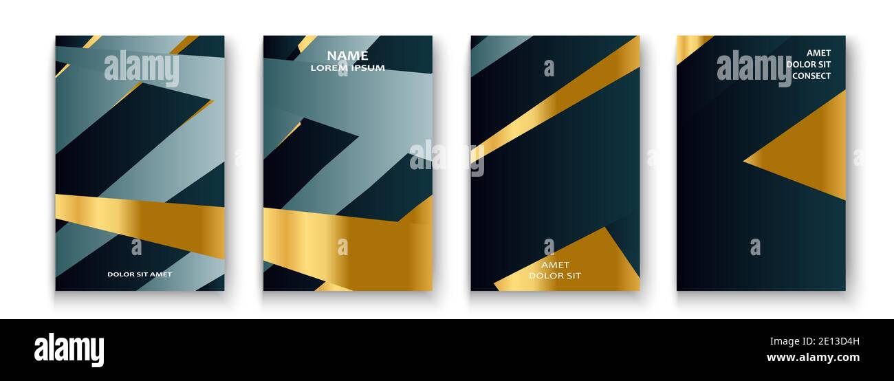 Luxurious and rich cover vector illustration set, golden foil and gold ...