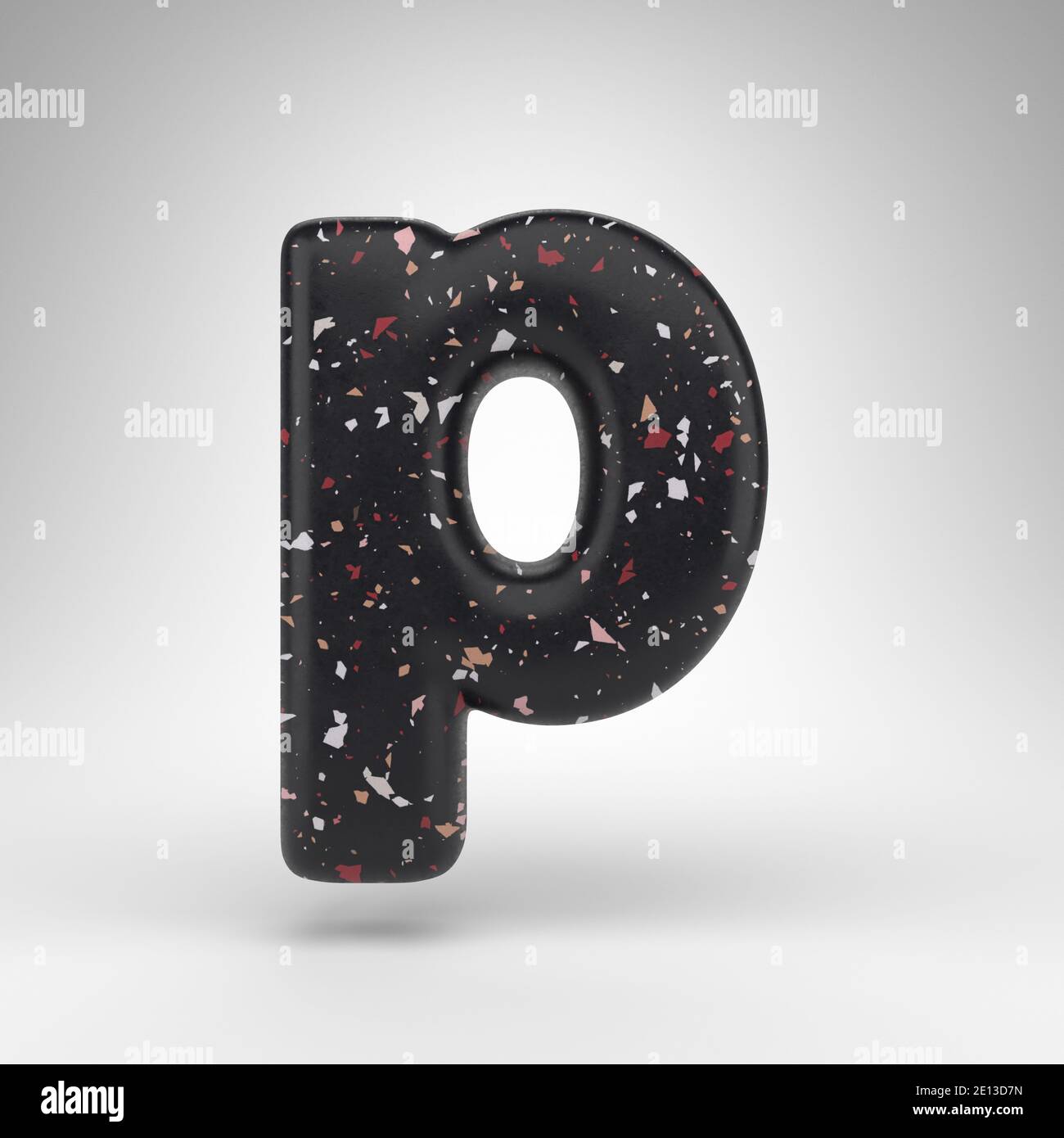 Letter P lowercase on white background. 3D rendered font with black ...