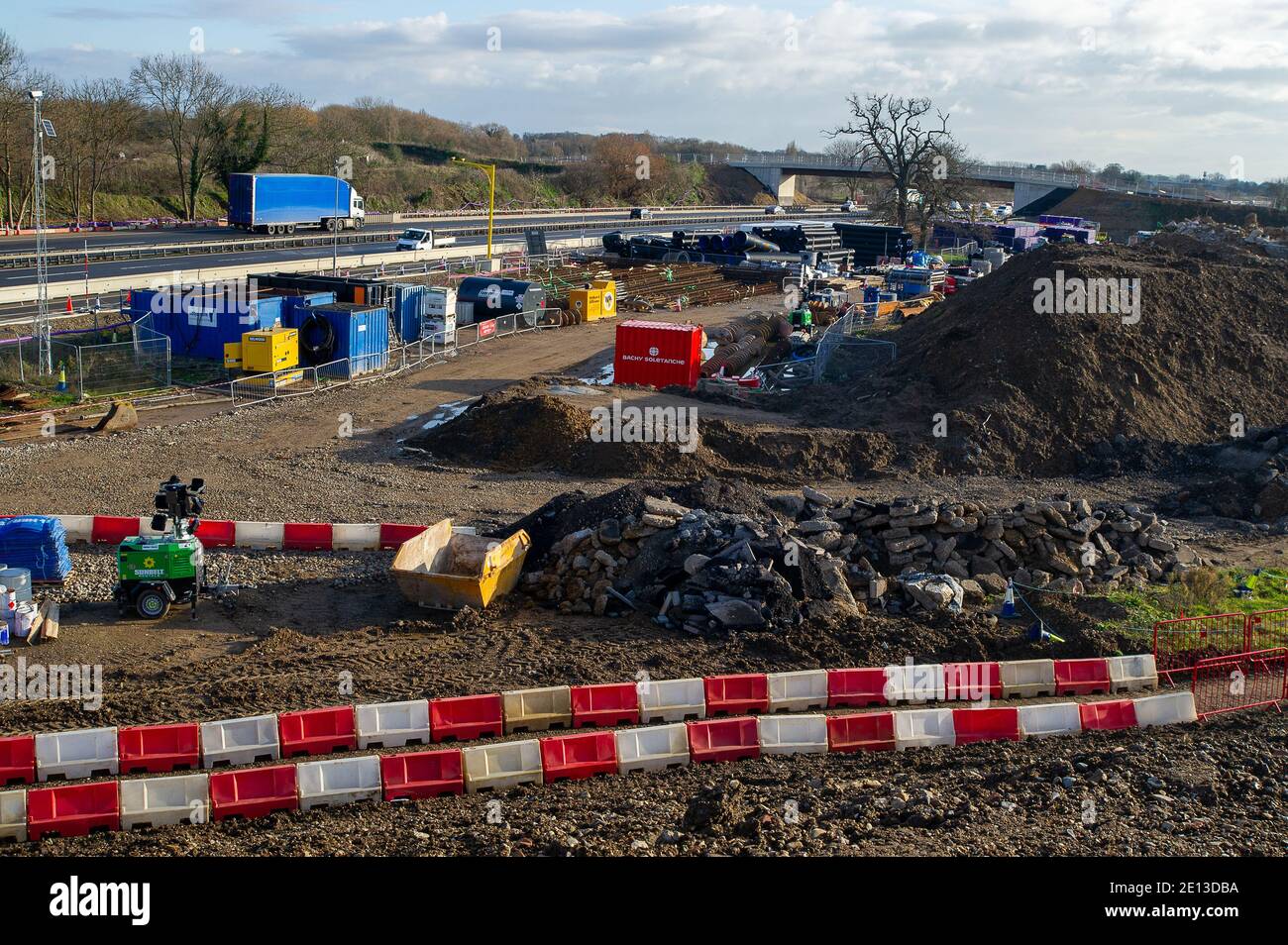 Slough, Berkshire, UK. 3rd January, 2021. The old Datchet Road bridge ...