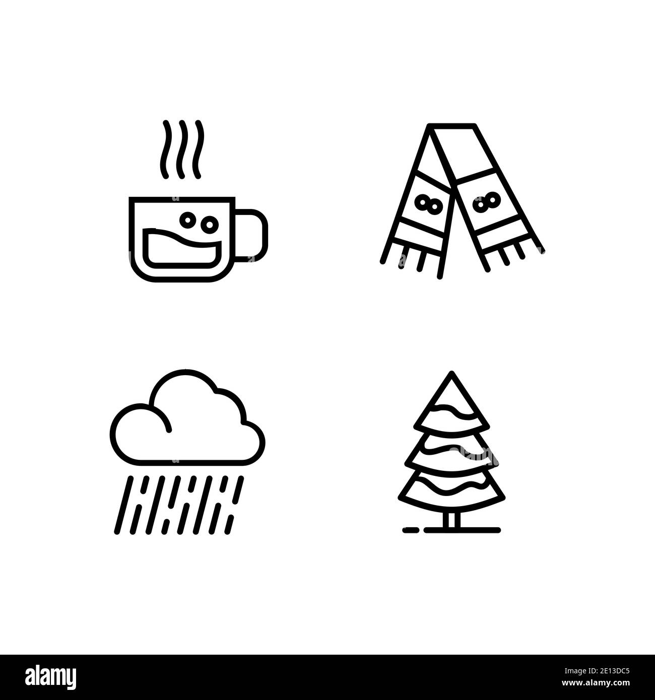 Winter decoration vector line Black and White Stock Photos & Images - Alamy