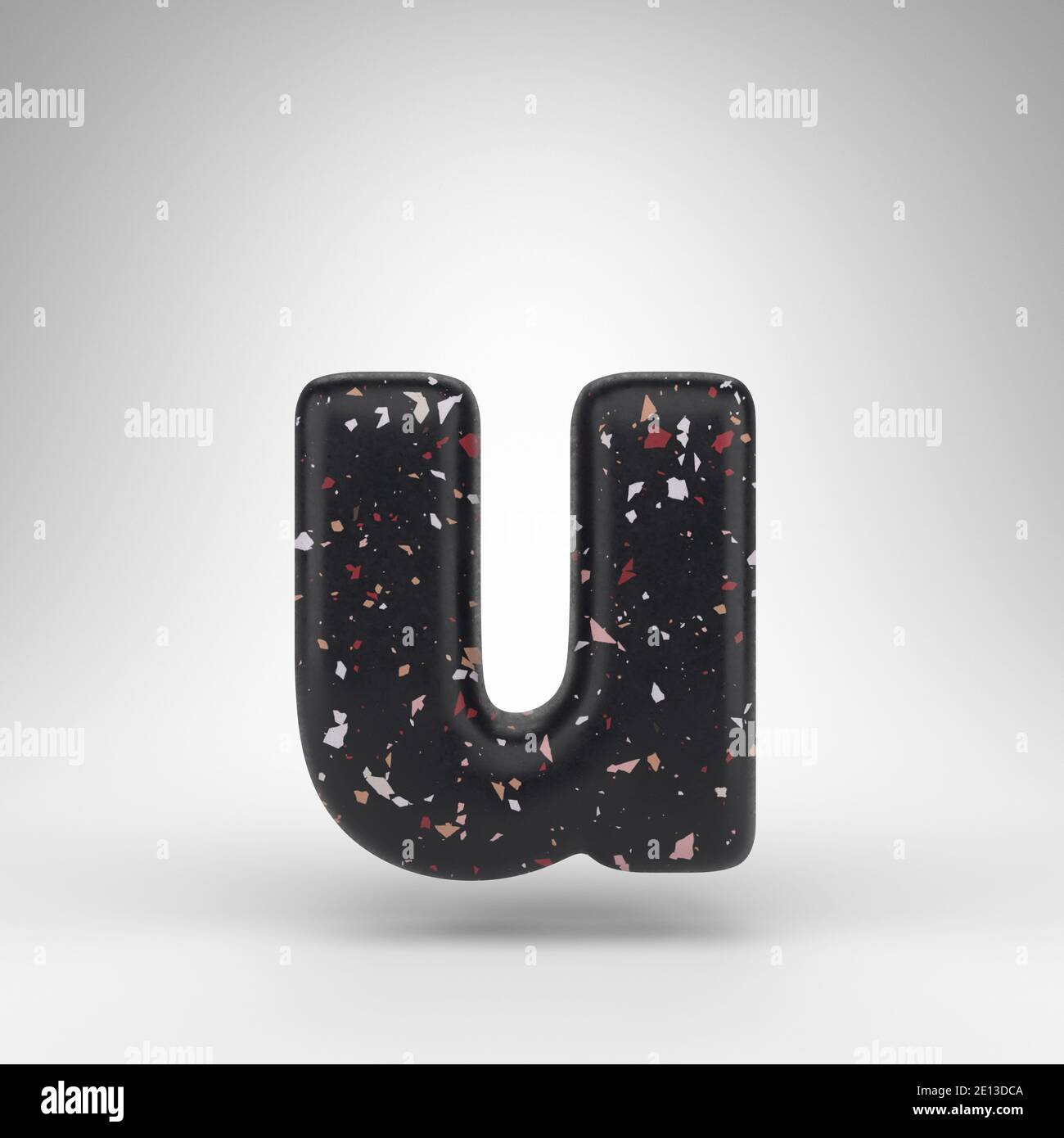 Letter U lowercase on white background. 3D rendered font with black ...