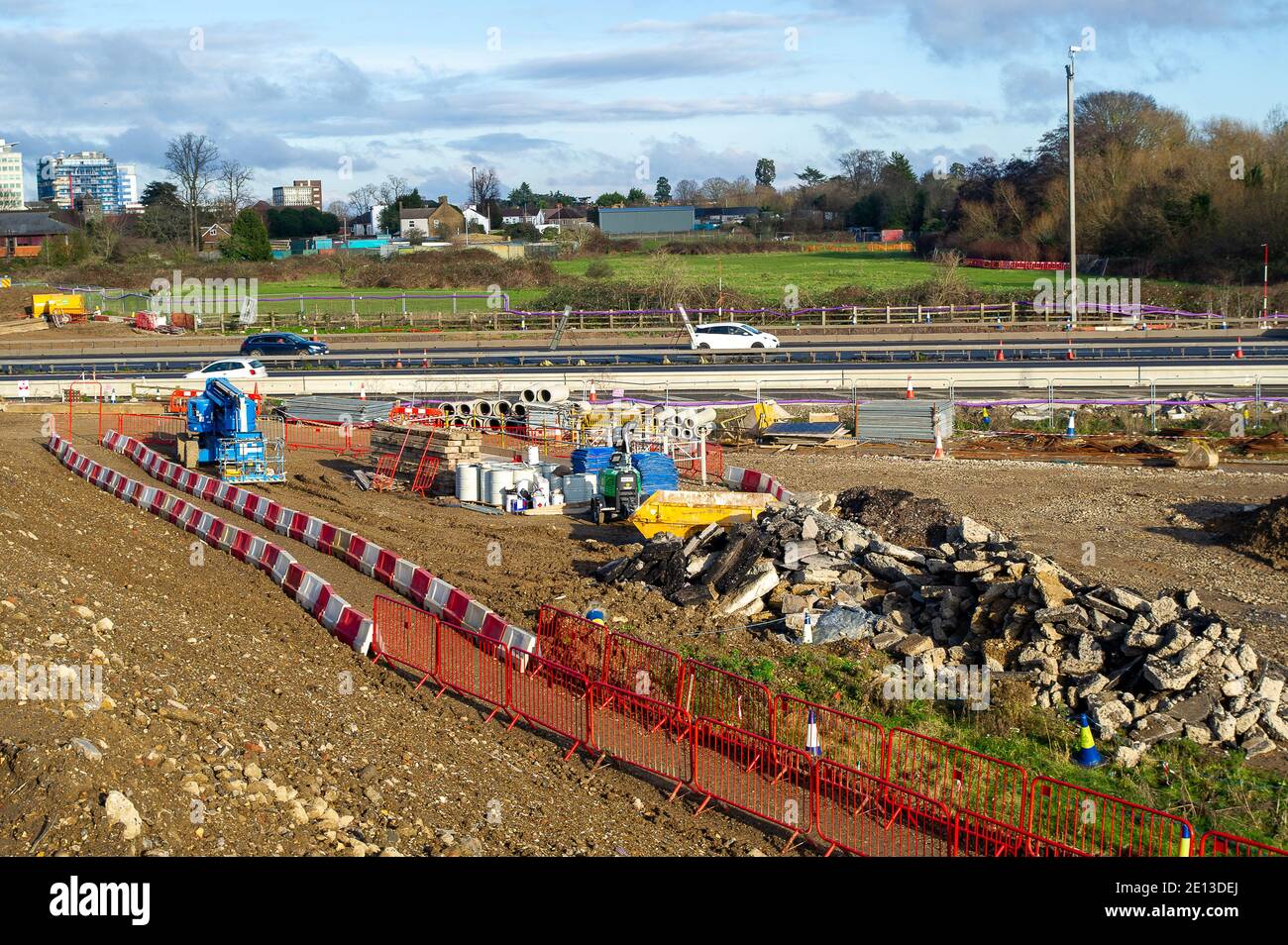 Slough, Berkshire, UK. 3rd January, 2021. The old Datchet Road bridge ...