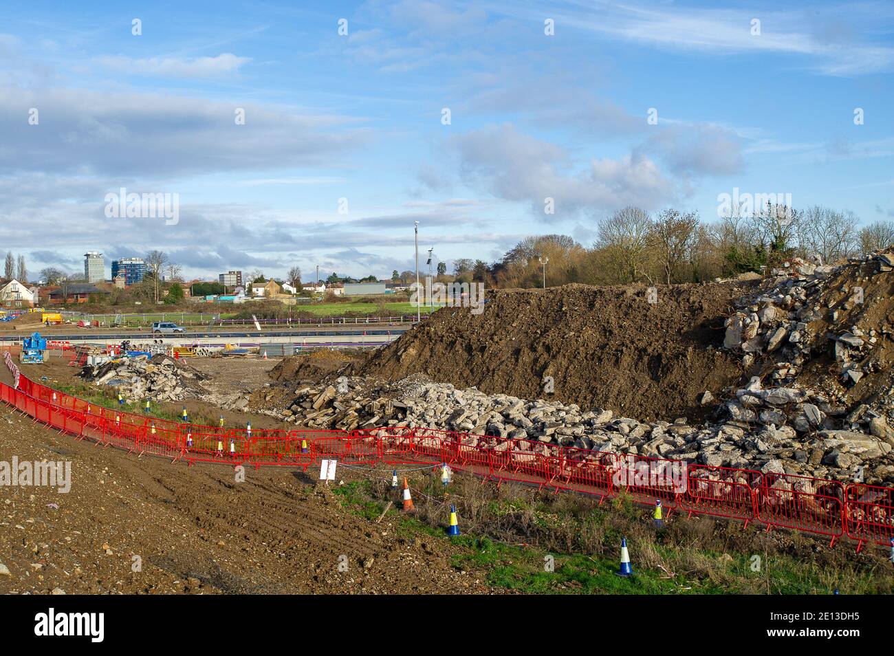 Slough, Berkshire, UK. 3rd January, 2021. The old Datchet Road bridge ...