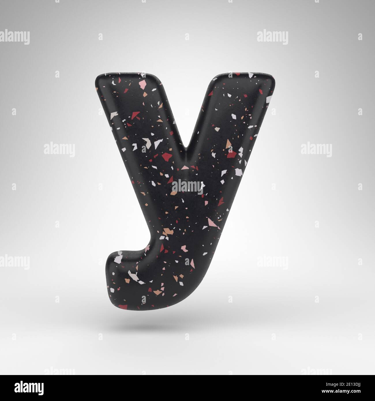 Letter Y lowercase on white background. 3D rendered font with black ...