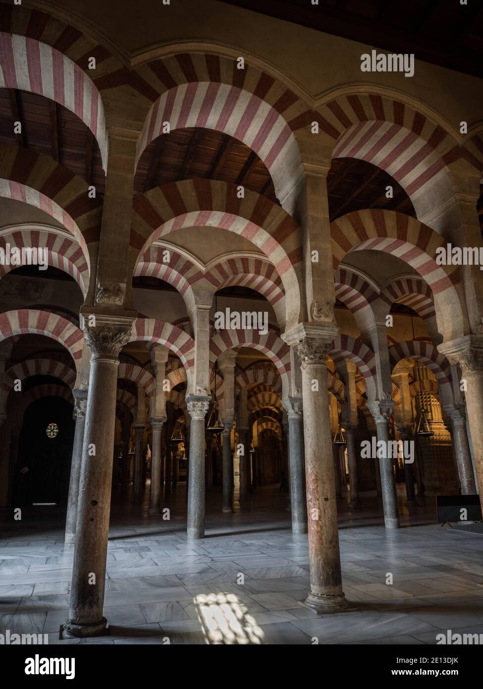 Interior red white striped arches architecture of Mezquita islamic ...