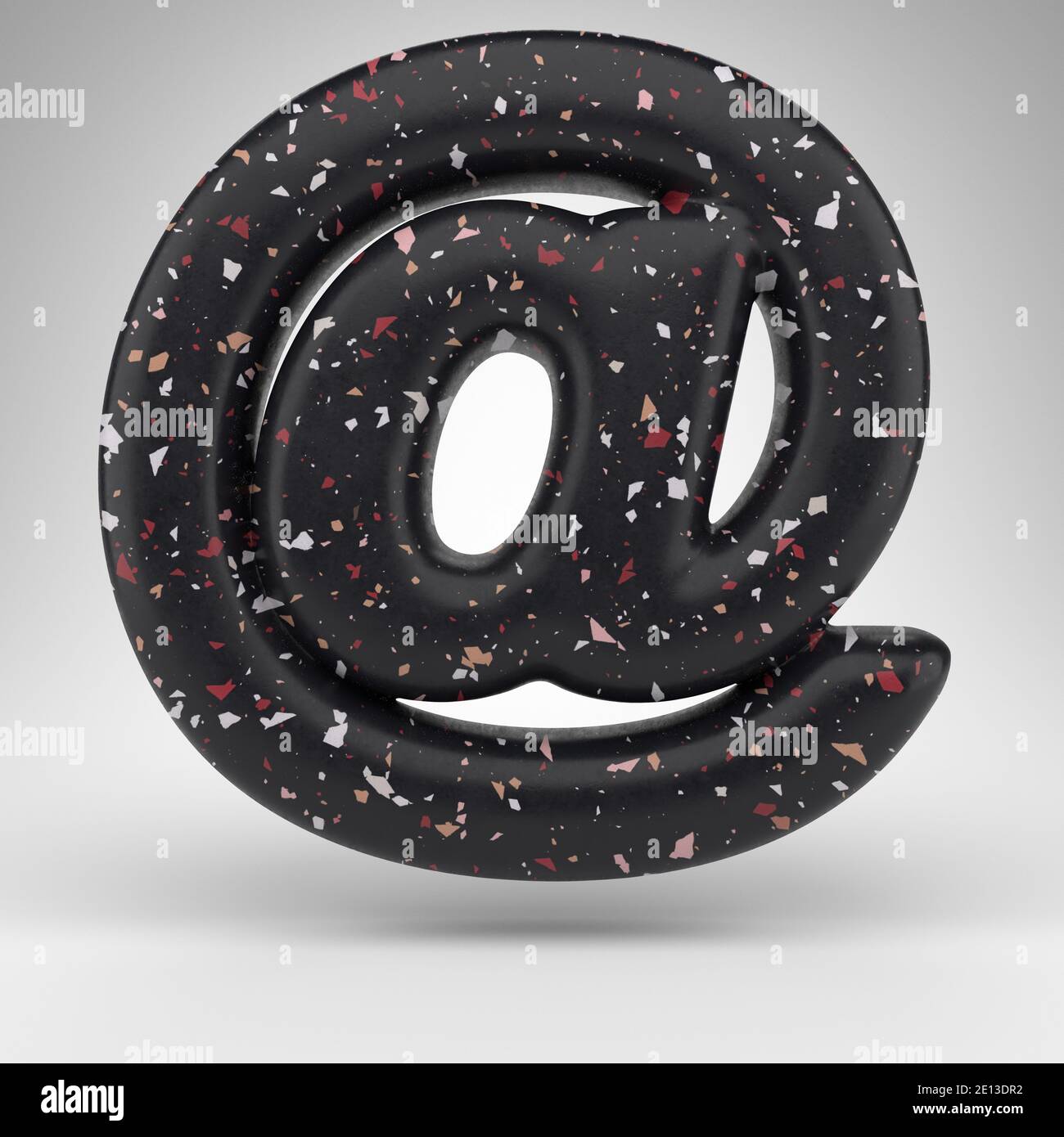 AT symbol on white background. 3D rendered sign with black terrazzo ...