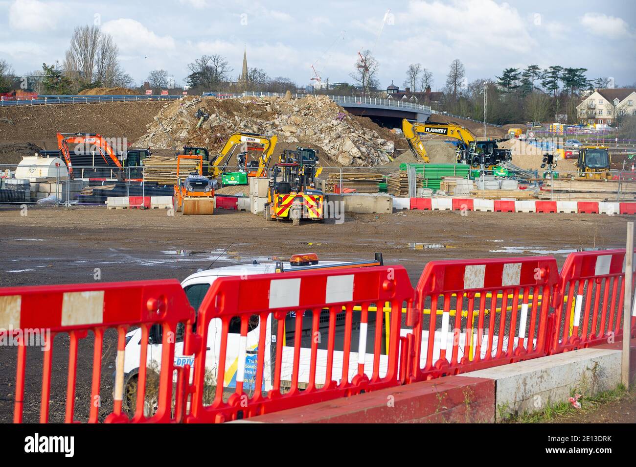Slough, Berkshire, UK. 3rd January, 2021. The old Datchet Road bridge ...