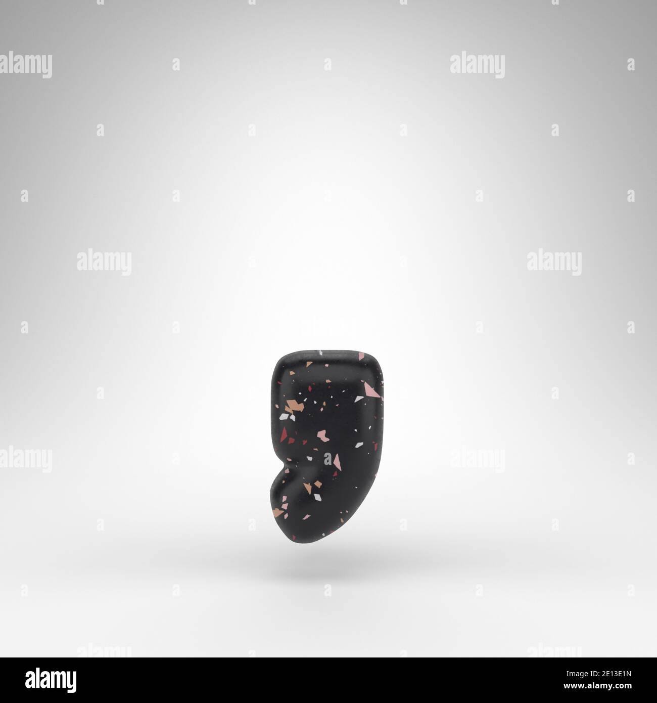 Coma symbol on white background. 3D rendered sign with black terrazzo ...
