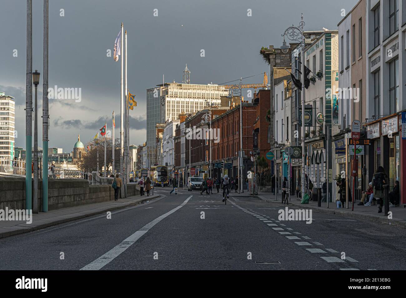 Wellington and Aston Quays with Half Penny Bridge (Ha'penny Bridge) in ...
