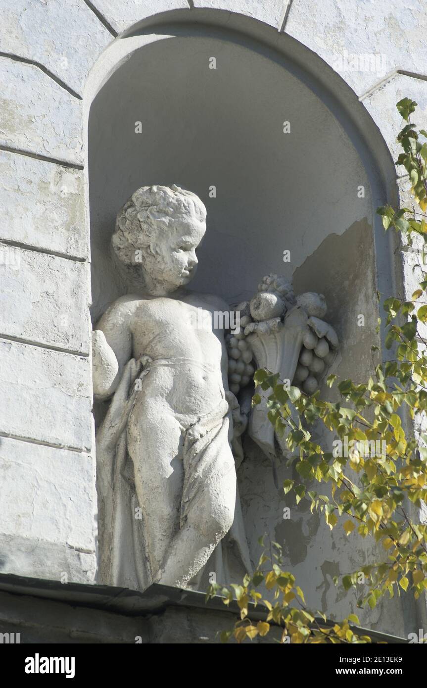 Angel sculpture at the palace in Trostyanets. Galitzine palace - detail ...