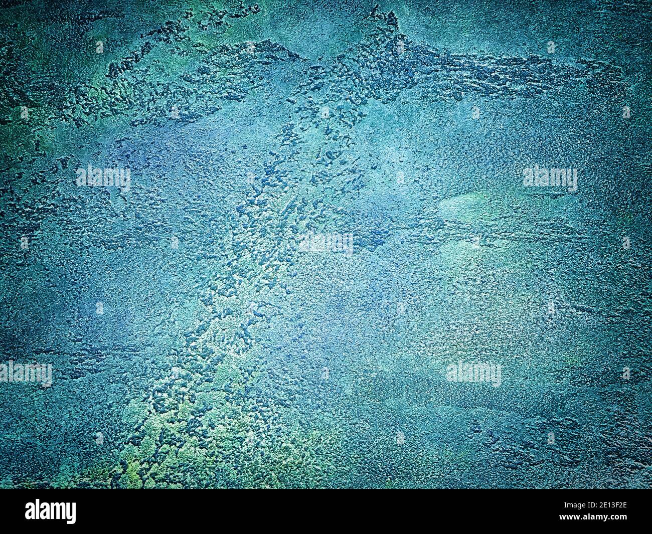 Texture of old wall with decorative plaster blue and green colors ...
