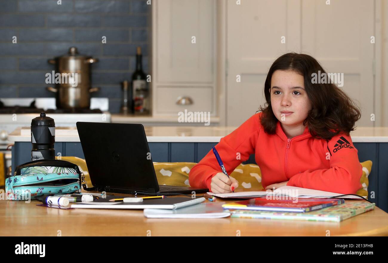 Sophie Symes, a year 7 pupil at Knutsford Academy in Cheshire, studies ...