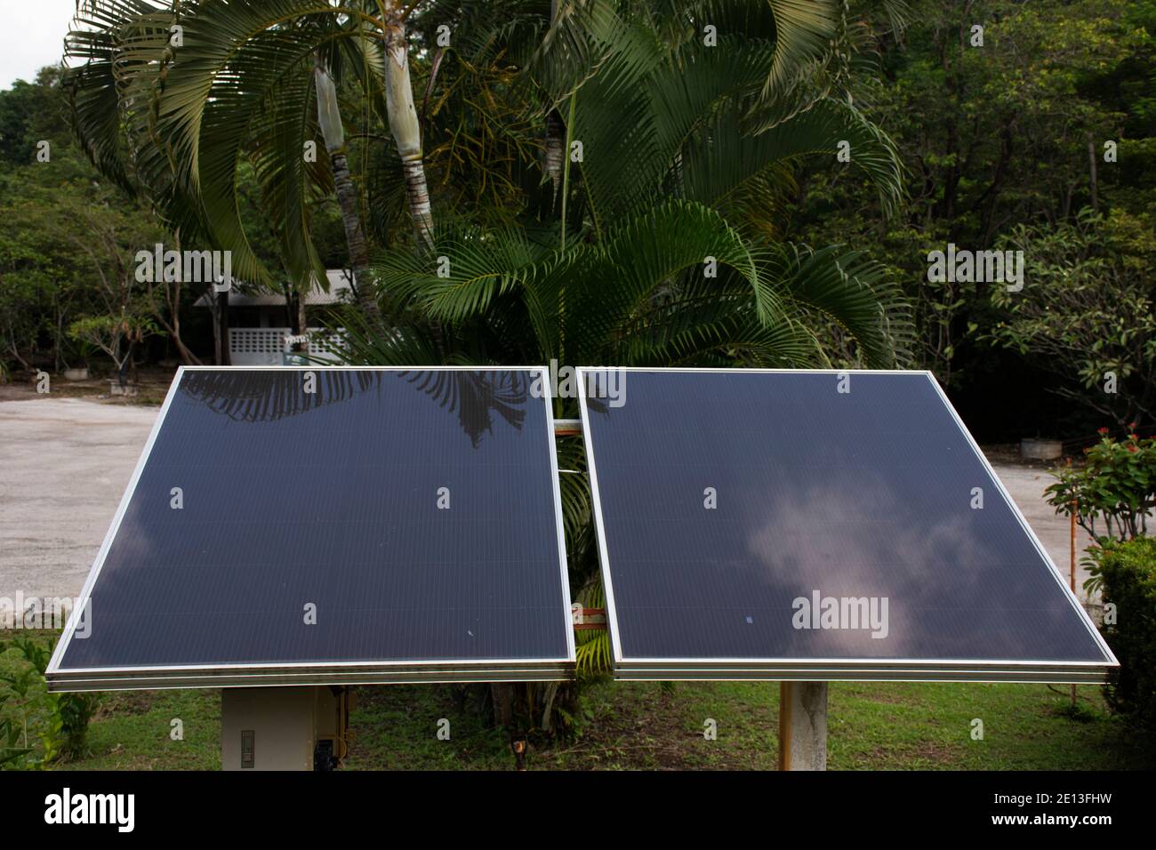 Solar cell panel for made electricity at garden outdoor at Stupa museum ...