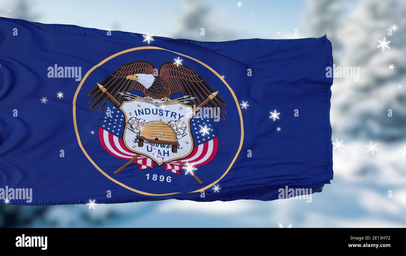 Utah flag falling snow new hi-res stock photography and images - Alamy