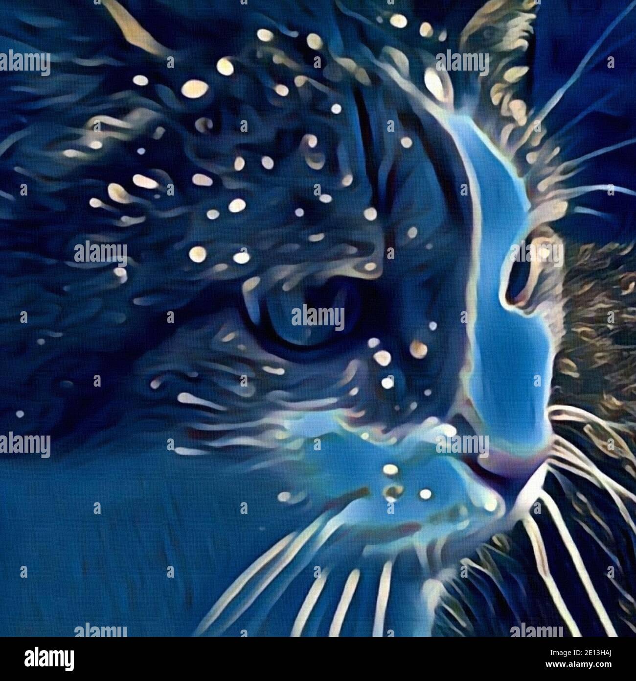 Blue cat. Modern digital painting. 3D rendering Stock Photo - Alamy